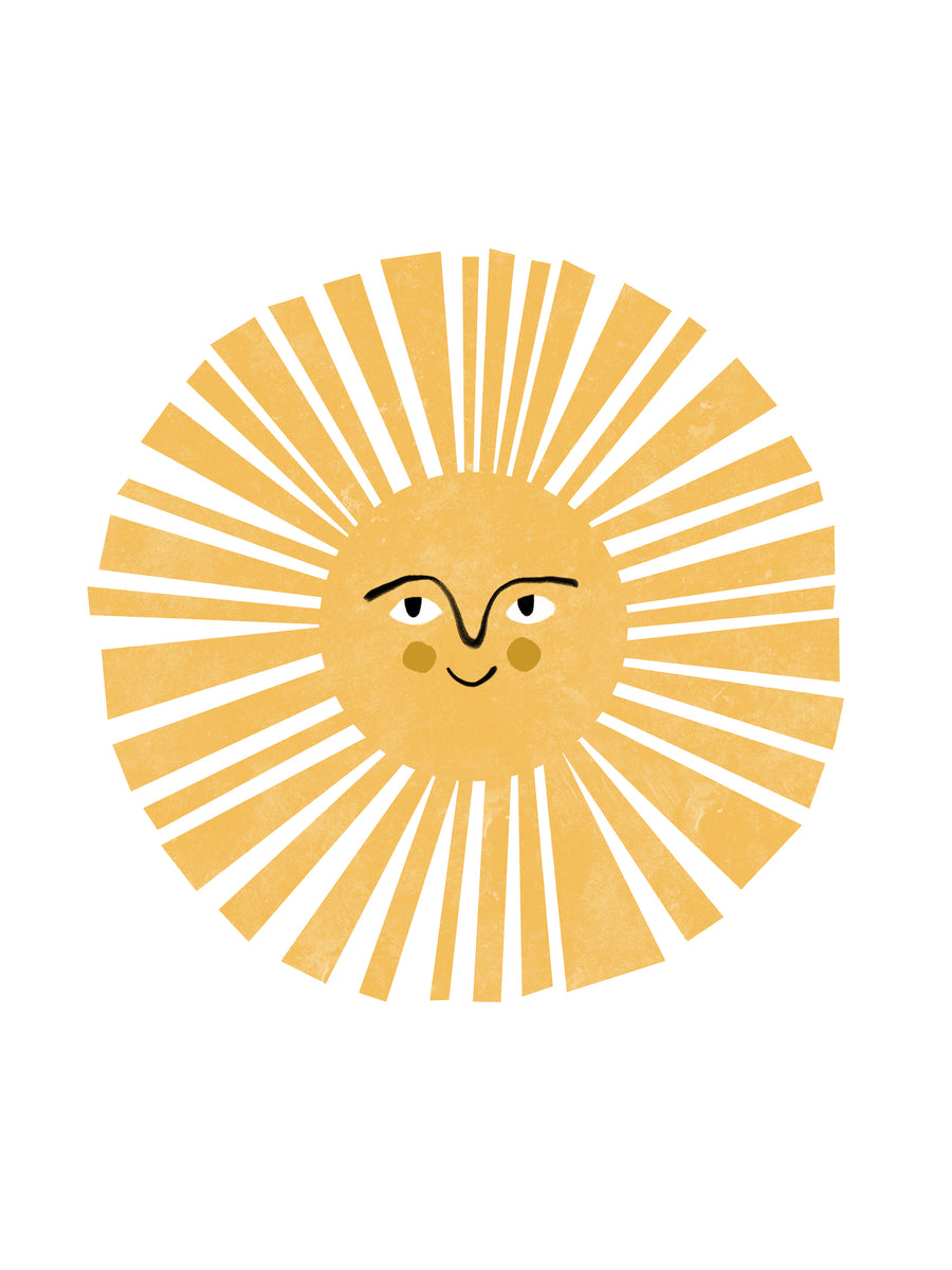 Bright Smiling Sun Art Print // White – Little Great Design Co.