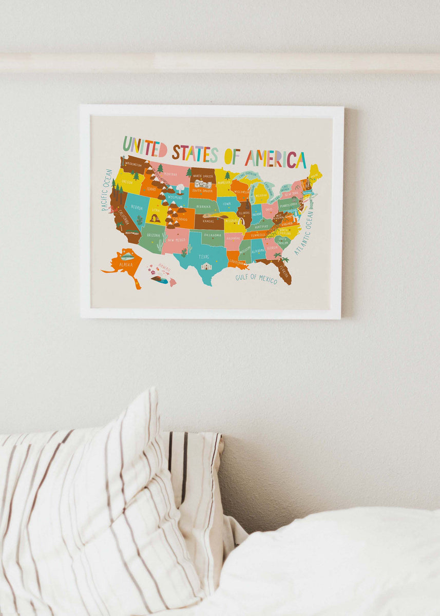 USA Illustrated Map Art Print // Avery – Little Great Design Co.
